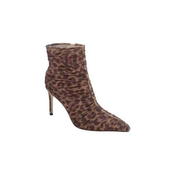 L'Agence Fulton Ruched Leopard Print Mesh Stiletto Bootie - Leopard Mesh