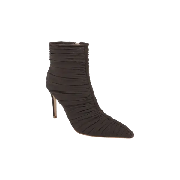 L'Agence Fulton Ruched Mesh Stiletto Booties - Chocolate Mesh