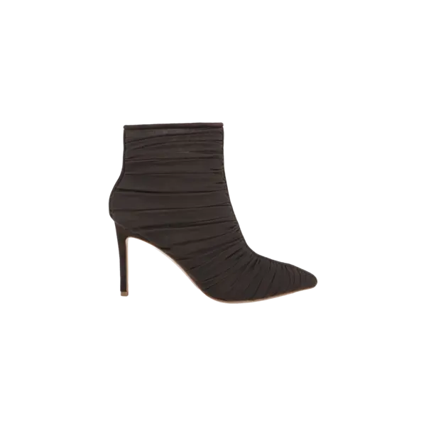 L'AGENCE Fulton Ruched Mesh Stiletto Booties - Chocolate Mesh