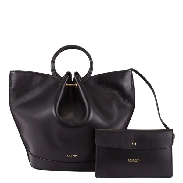 SAONARA BRAND Saonara Capazo Leather Tote Bag With Removable Pouch