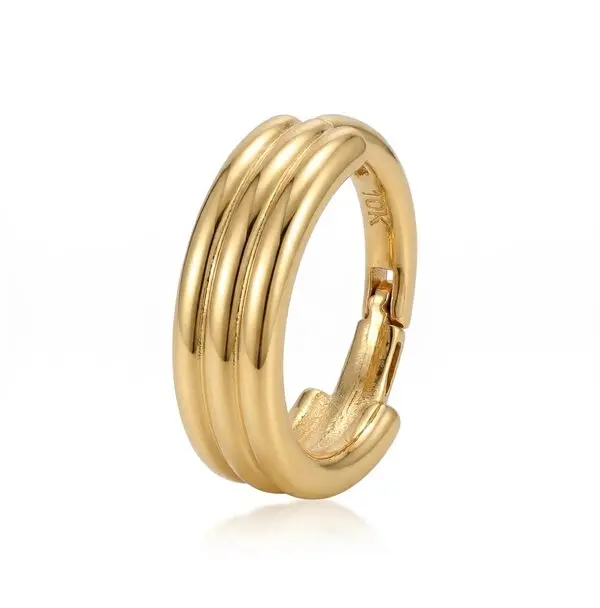 Zahav Jewelry 10k Solid 16g Triple Line Clicker Hoop - Gold