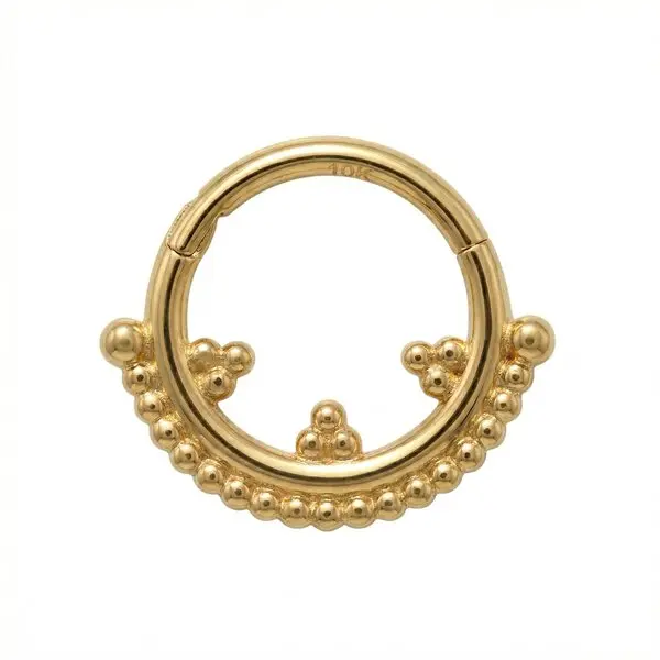 Zahav Jewelry 10k Solid 18g Beaded Cluster Clicker Hoop
