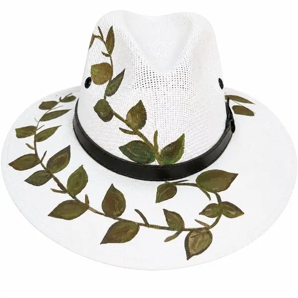 BELLA SOUL Hand-painted Botanical Jute Hat