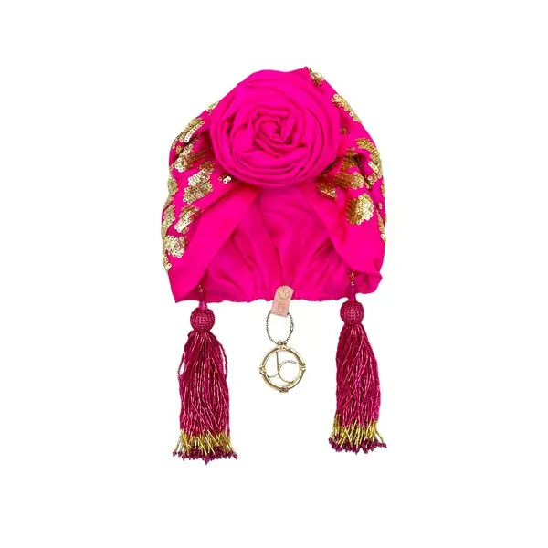 JULIA CLANCEY Edith Luxe Sequin Turban With Tassels