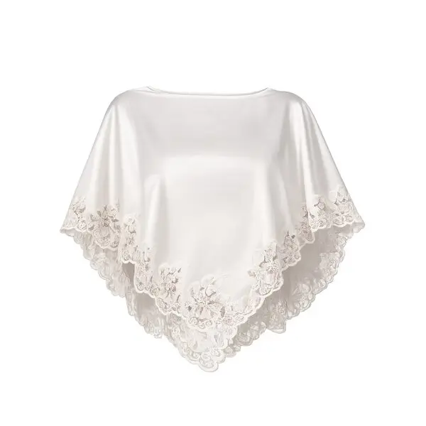 AVENUE 8 Lace Trimmed V-cut Silk Mini Cape