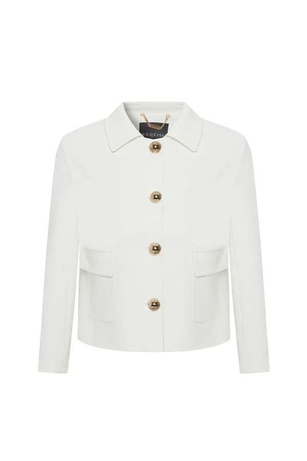 EXQUISE Tessa Cropped Jacket - White