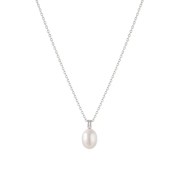 VANCHI Freshwater Pearl Slider Necklace In Sterling