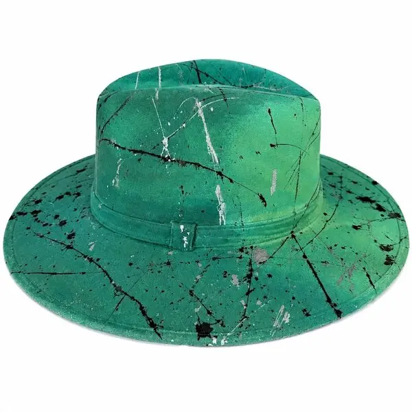 BELLA SOUL Abstract Paint Splatter Ombré Fedora Hat