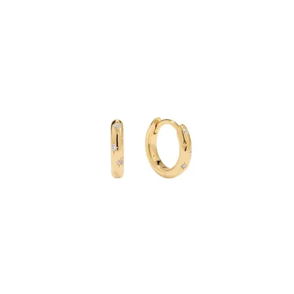VANCHI Starfall Huggies Earrings With Cubic Zirconia In 14k Plated Sterling Silver