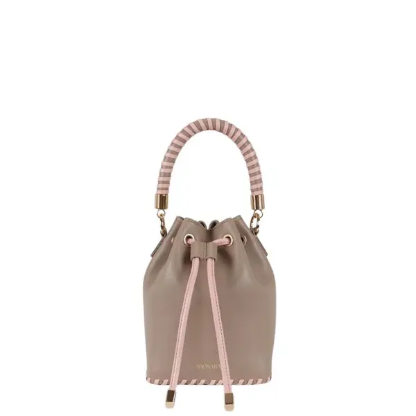 SAONARA BRAND Neutrals Mini Bucket Bag Taupe Peony Leather