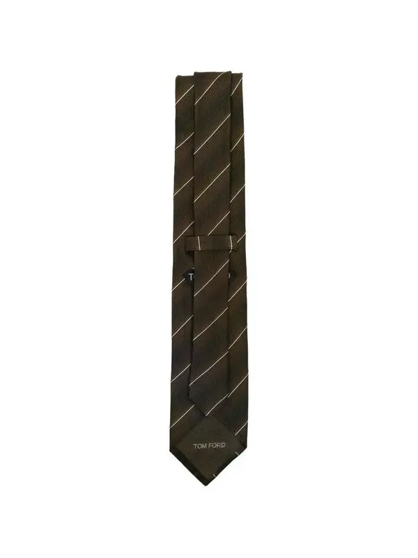 TOM FORD Striped Neck Tie - Brown