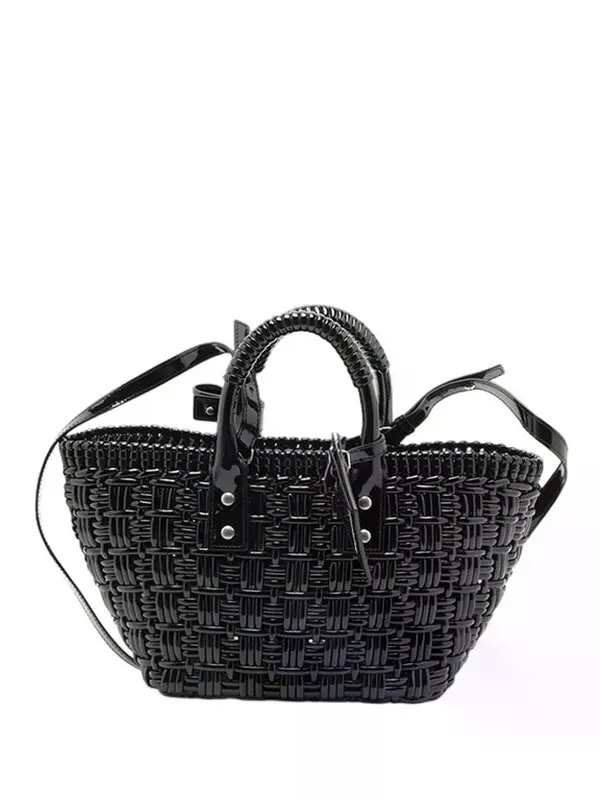 Balenciaga 2021-2026 Xs Faux Leather Bistro Basket Bag Satchel - Black