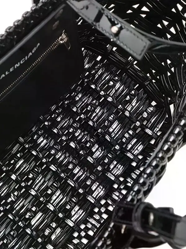 Balenciaga 2021-2026 Xs Faux Leather Bistro Basket Bag Satchel - Black