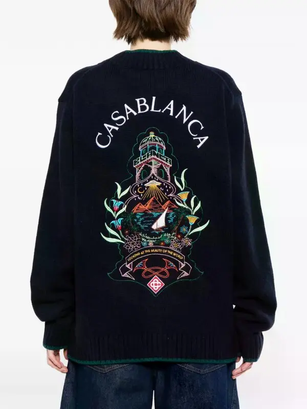 Casablanca Logo Embroidered Cardigan