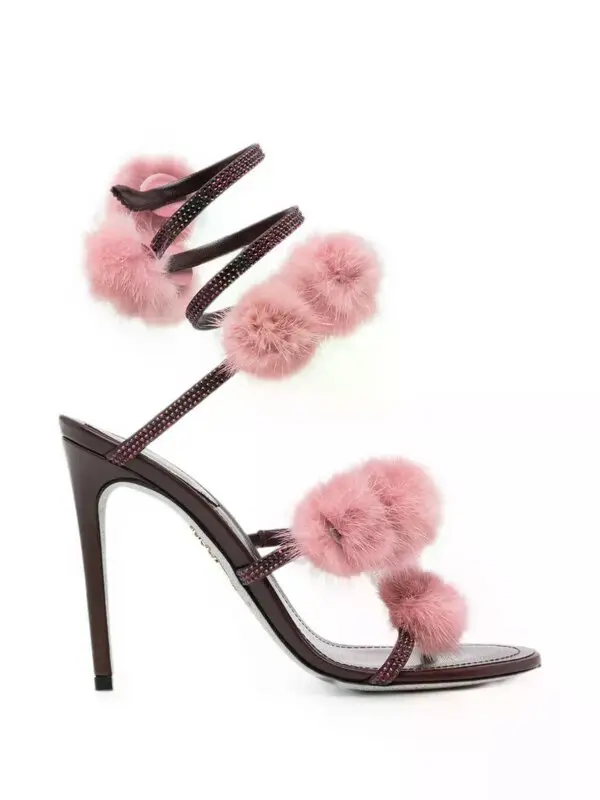 Rene Caovilla Rosalia Pompom-embellished Sandals - Purple