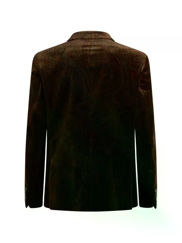 Etro Single-breasted Stretch Cotton Velvet Jacket With Arnica Motif - Brown