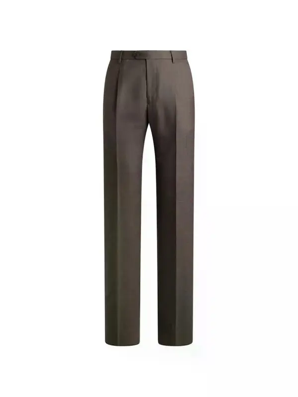 Etro Wool-blend Flannel Trousers With Crease Detail