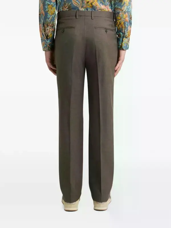 Etro Wool-blend Flannel Trousers With Crease Detail