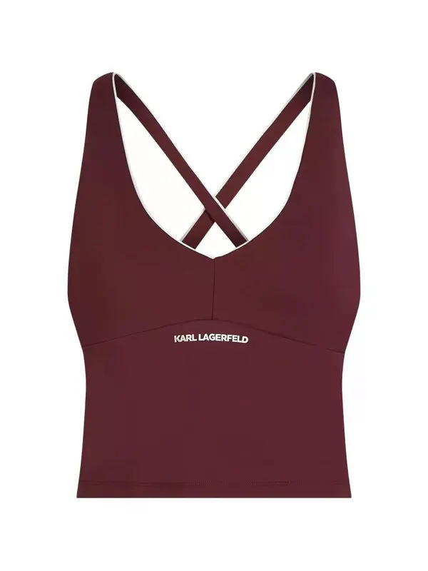 Karl Lagerfeld Contrast Piping Athleisure Tank Top - Red