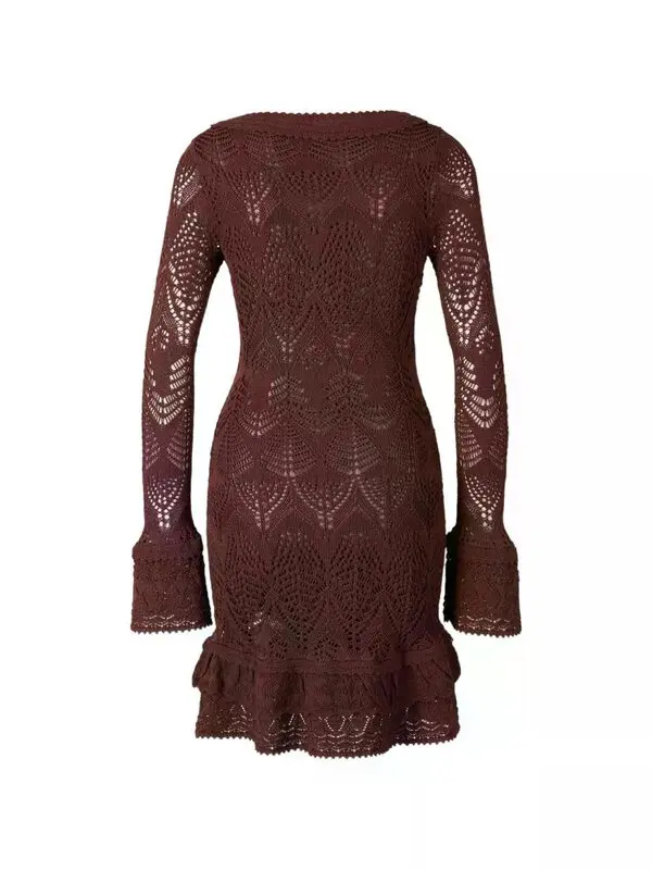 Staud Crochet-knit Ruffled Mini Dress