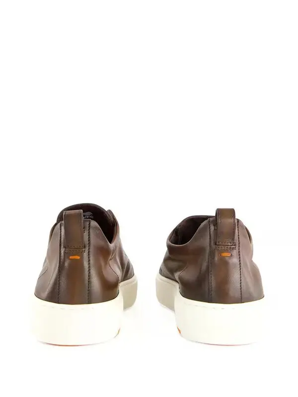 Santoni Leather Slip-on Sneakers - Brown
