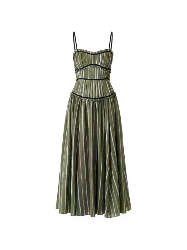 Cinq À Sept Celia Striped-pattern Ruffled Midi Dress