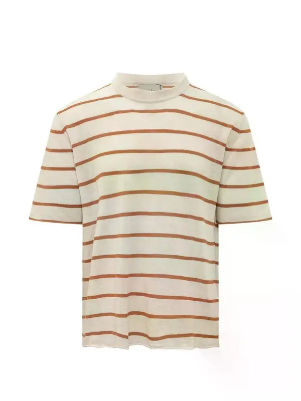 AMARANTO Striped Short-sleeve Sweater