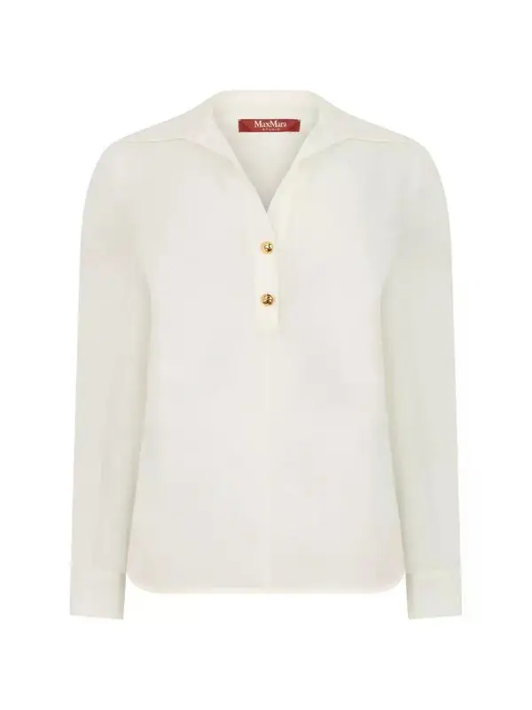 Max Mara Aia Gold-tone Button Silk Blouse