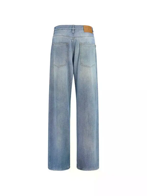 Ermanno Scervino Cotton Chevron Pattern Wide Leg Jeans