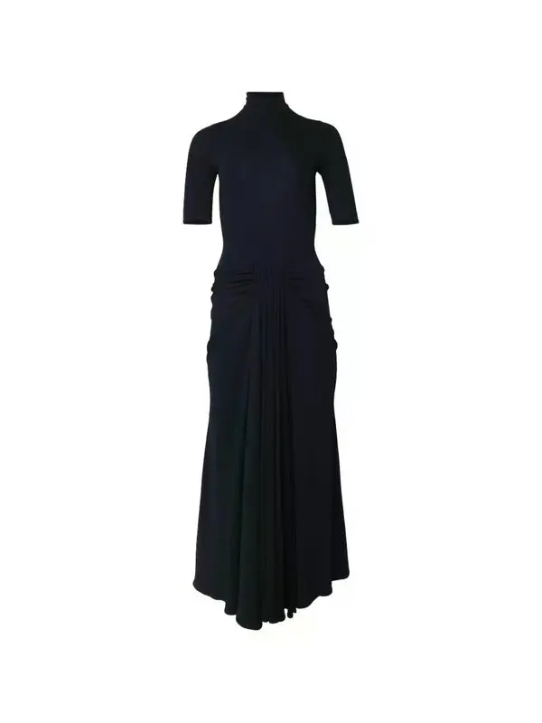 Burc Akyol Jersey High Neck Dress With Draped Detailing