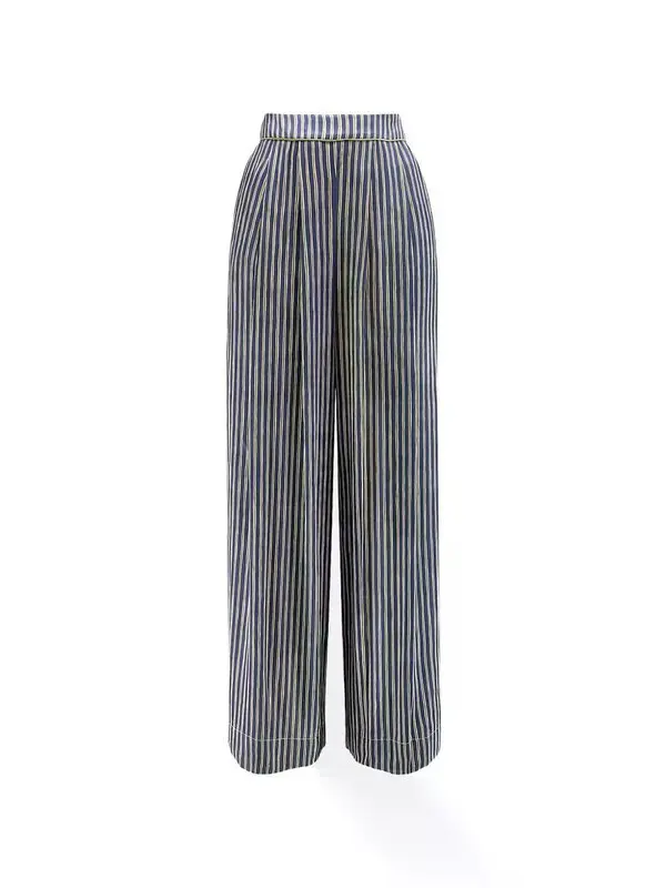 BYE FIRENZE Stripe-print Pleated Trousers