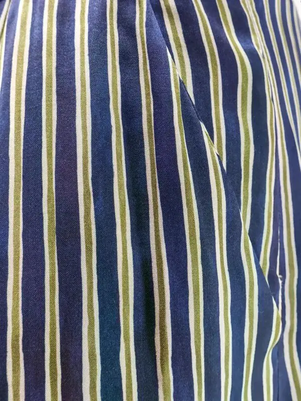 BYE FIRENZE Stripe-print Pleated Trousers