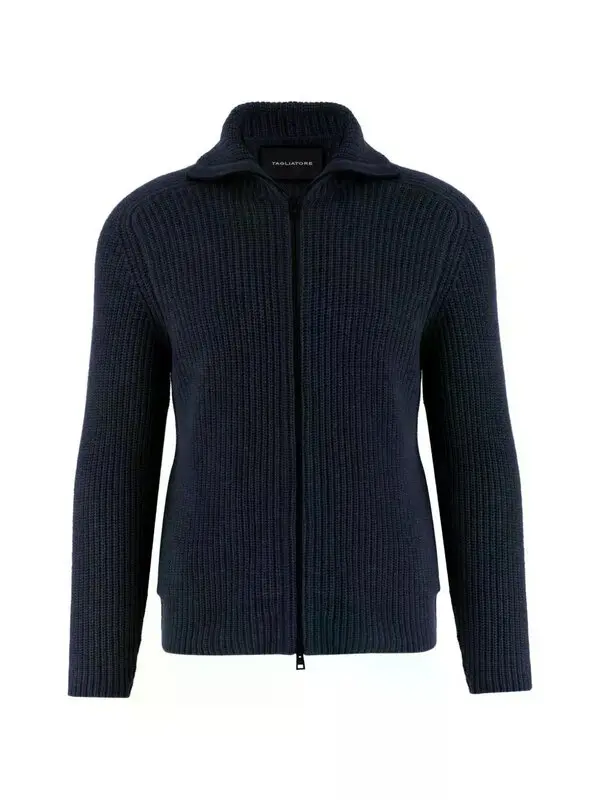 Tagliatore Ribbed-knit Zip-up Sweater