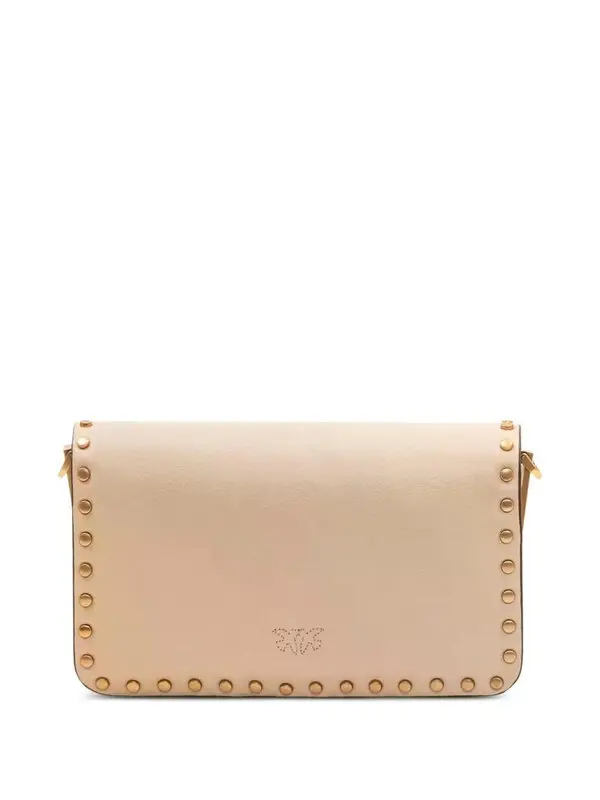 Pinko Baby Love One Slouchy Stud-embellished Shoulder Bag - Neutrals