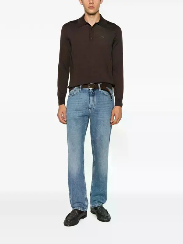Prada Long-sleeved Superfine Wool Polo Sweater