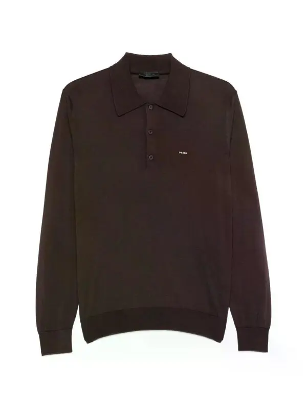 Prada Long-sleeved Superfine Wool Polo Sweater - Brown