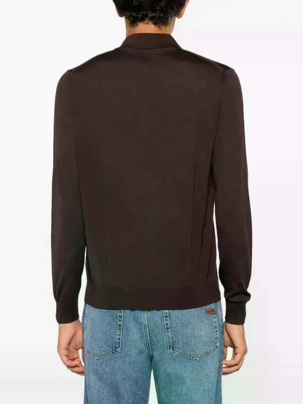 Prada Long-sleeved Superfine Wool Polo Sweater - Brown