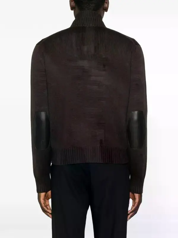 TOM FORD Leather-elbow Patch Zip-fastening Cardigan