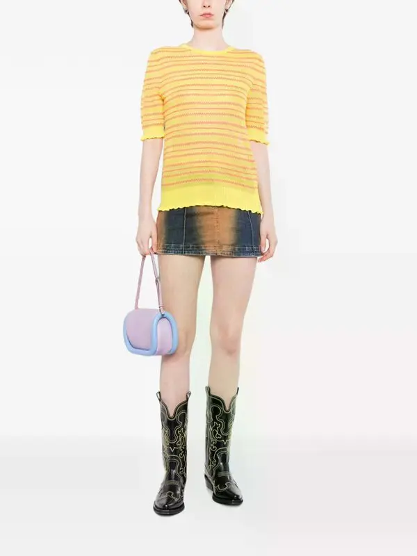 JW Anderson Striped Ruffle-trim Top