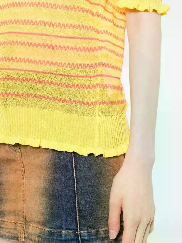 JW Anderson Striped Ruffle-trim Top