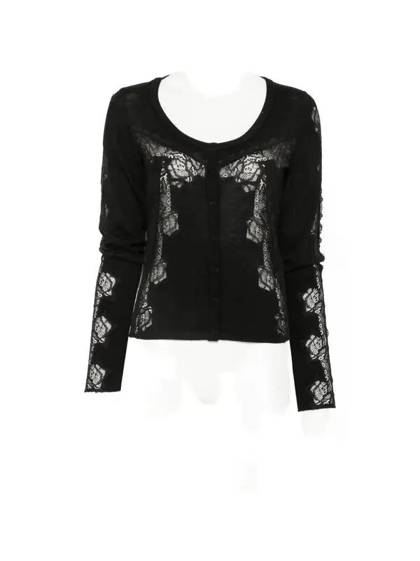 Pinko Lace-panelled Wool Button-up Sweater