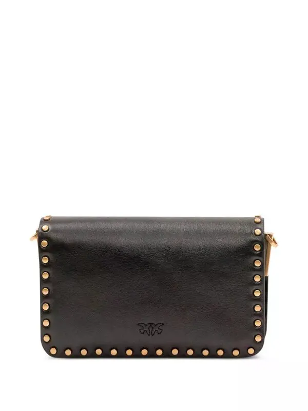 Pinko Love Birds Slouchy Studded Shoulder Bag - Black