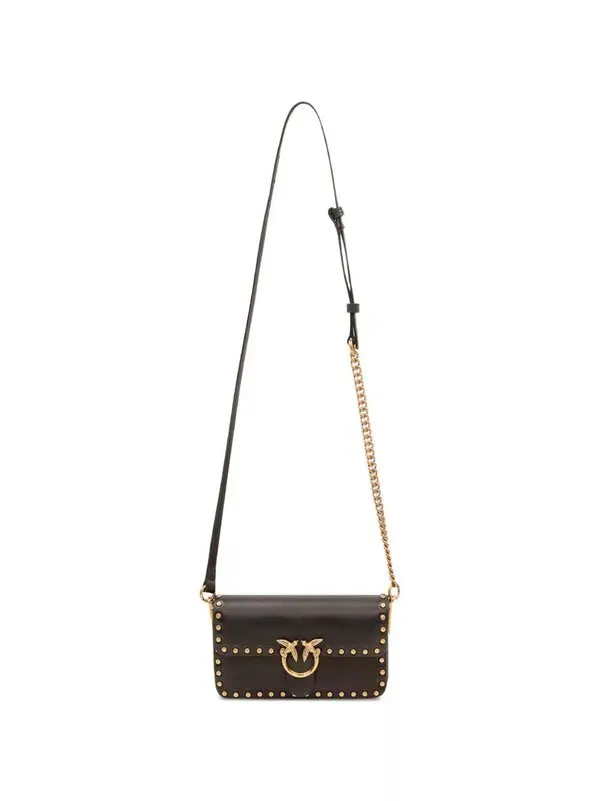 Pinko Love Birds Slouchy Studded Shoulder Bag - Black