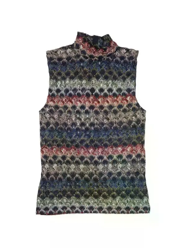 Missoni Zigzag Knit High Neck Sleeveless Top - Green