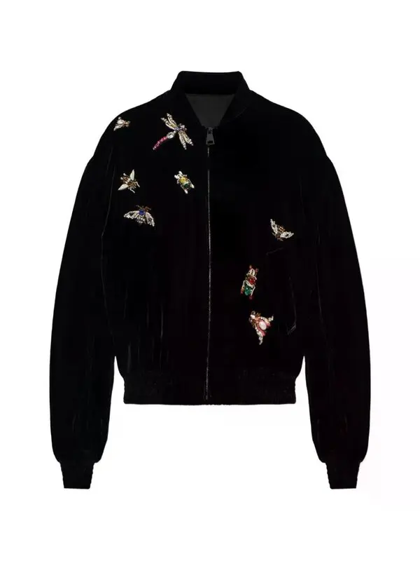 Balmain Velvet Bomber Jacket - Black