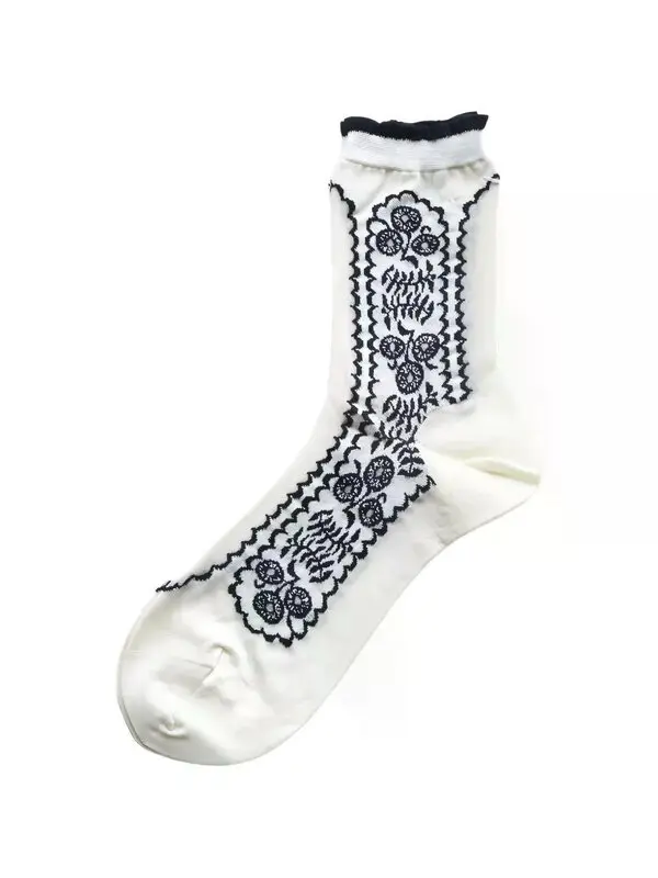 ANTIPAST Floral Intarsia Ruffled Socks