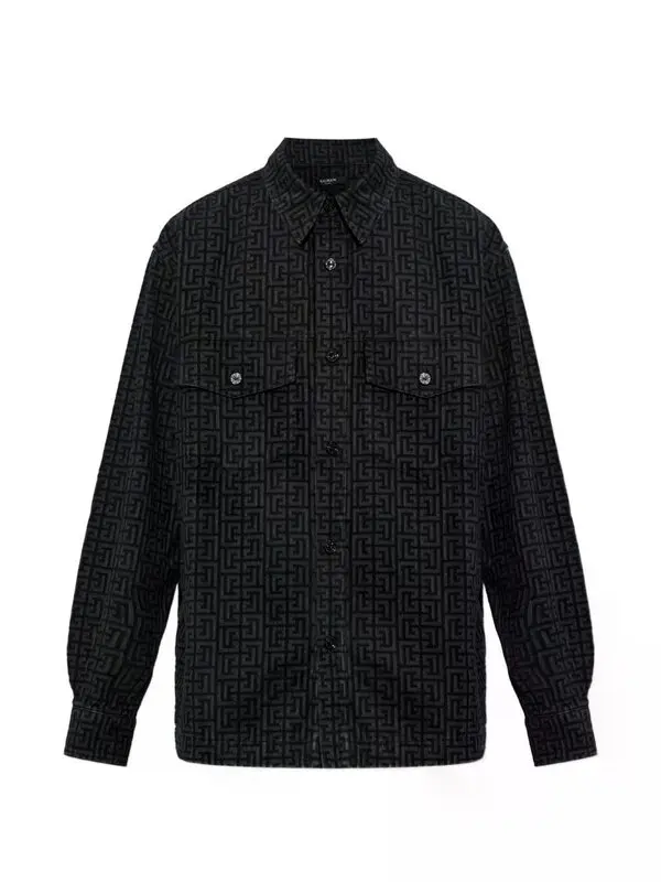 Balmain Monogram-print Denim Shirt