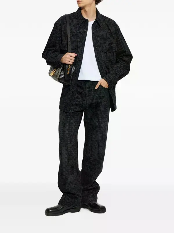 Balmain Monogram-print Denim Shirt