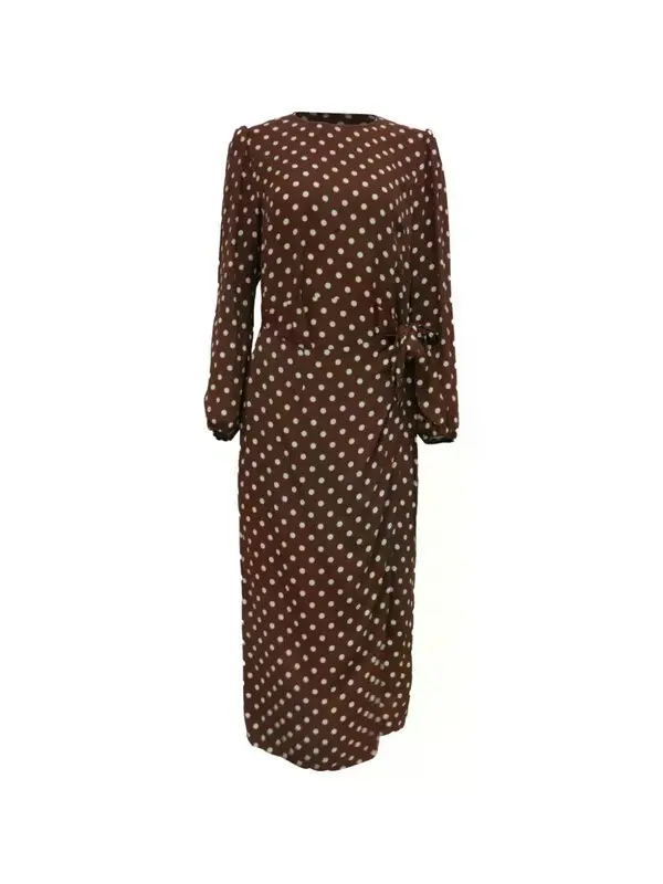 REFORMATION Reza Polka Dot Wrap Effect Midi Dress