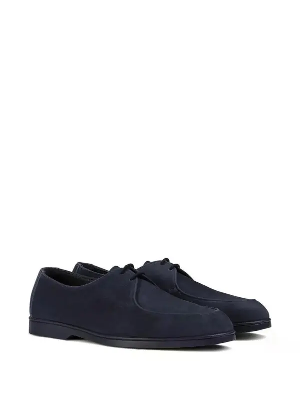 DOUCAL'S Suede Apron-toe Loafers Shoes - Blue